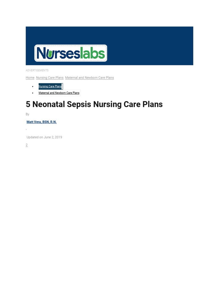 5 Neonatal Sepsis Nursing Care Plans | PDF | Breastfeeding | Childbirth