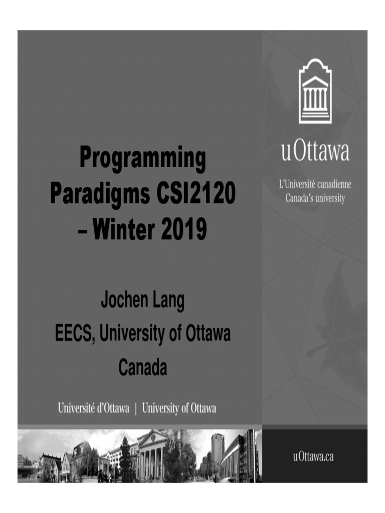 Programming Paradigms CSI2120 - Winter 2019: Jochen Lang EECS ...