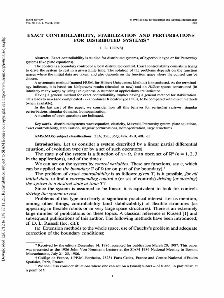 Lions 1988 | PDF | Partial Differential Equation | Analysis