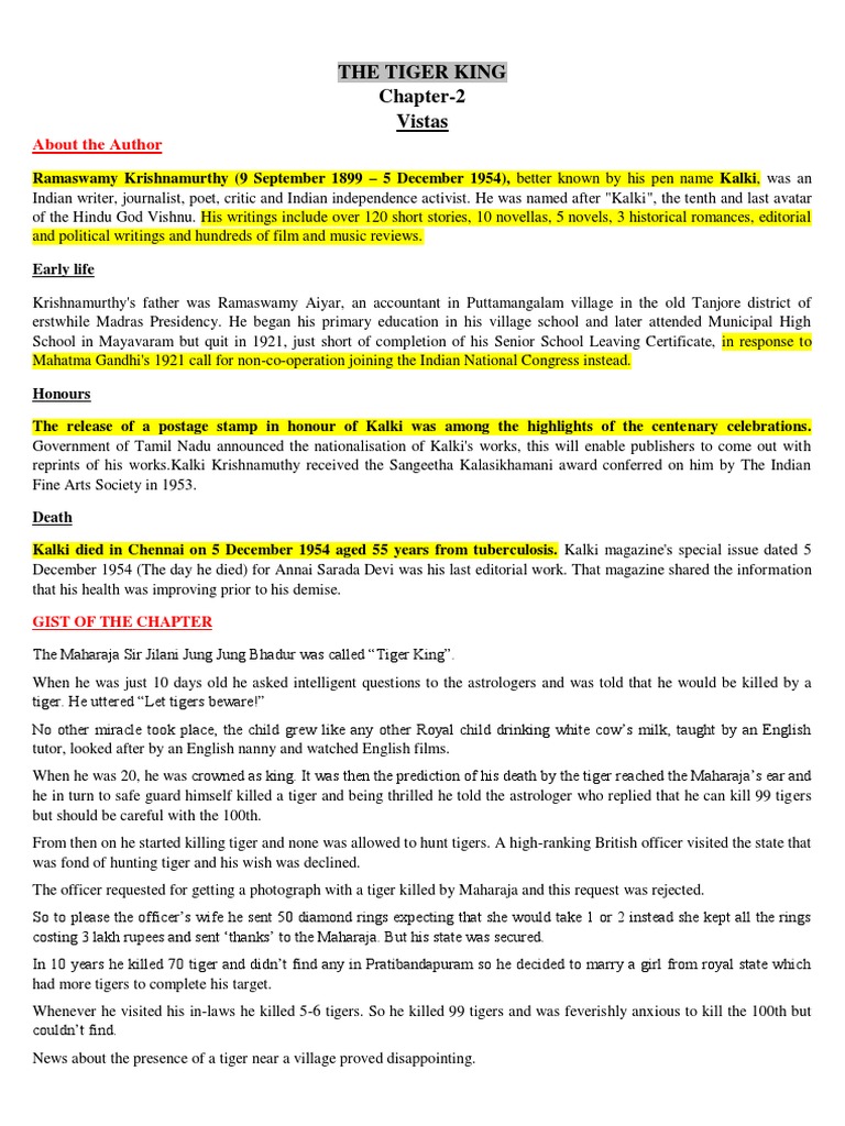 The Tiger King | PDF | Kalki Krishnamurthy