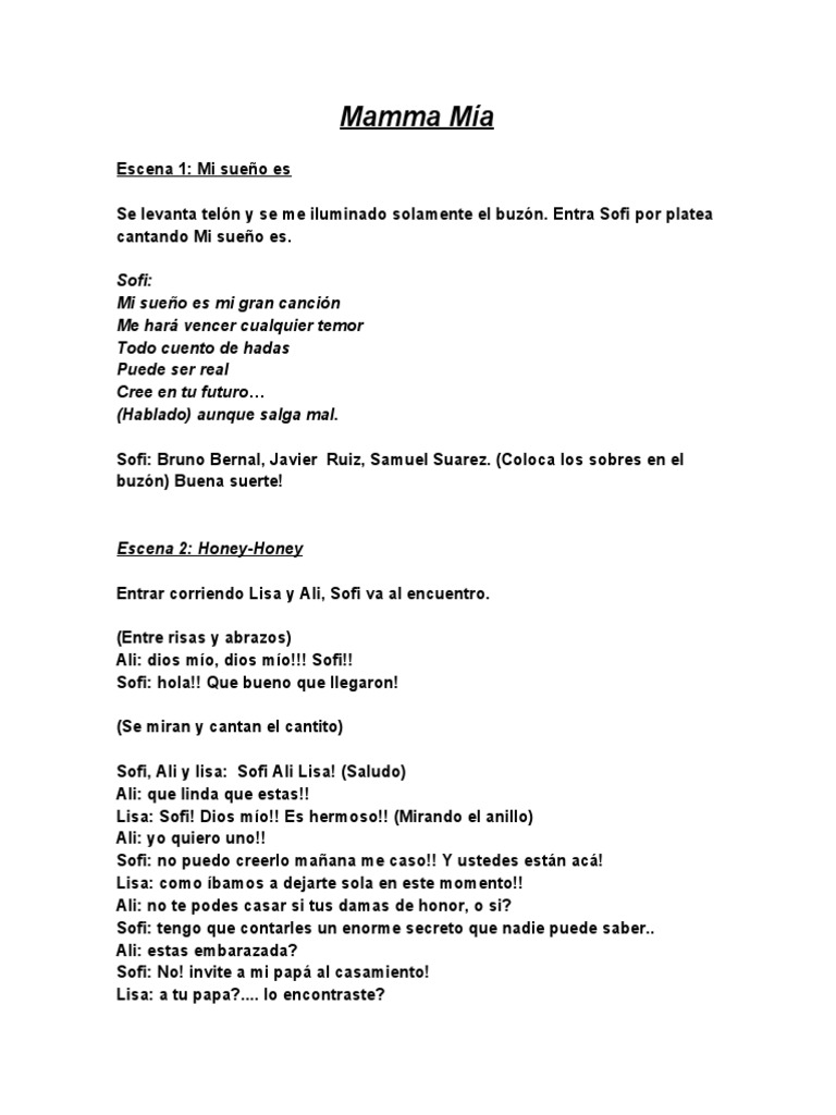 Mamma Mía ADAPTACIÓN | PDF | Amor