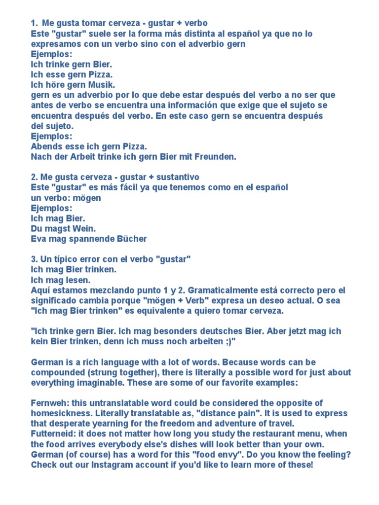 Gern - Verben Mit Gern | PDF | Mecánica del lenguaje | Lingüística