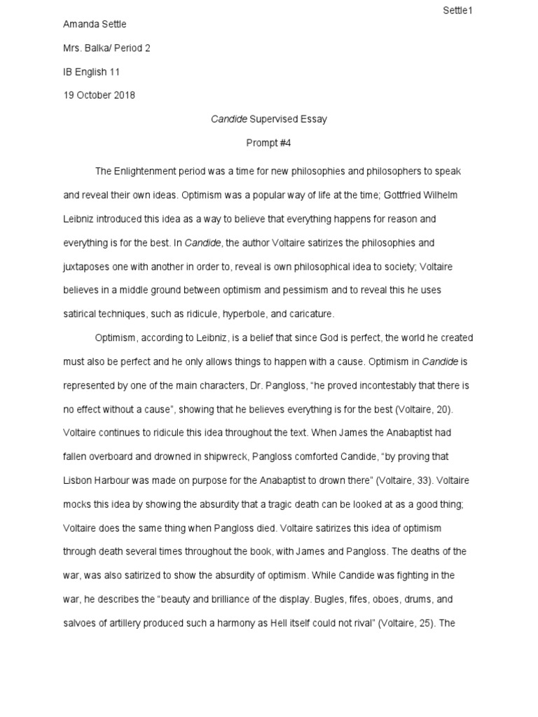 Candide Supervised Essay | Download Free PDF | Candide | Optimism