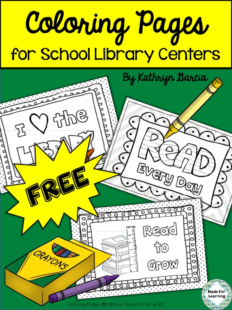 School Library Coloring Pages Bundle | PDF