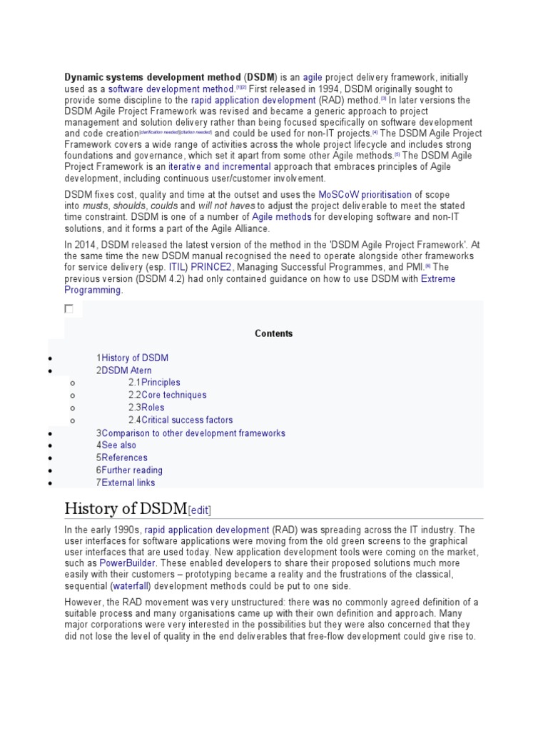 History of DSDM: Dynamic Systems Development Method (DSDM) Is An | PDF ...