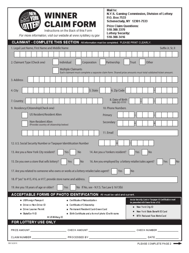 Winner Claim Form Final 9.12.2019 PDF | PDF | Identity Document | Taxpayer