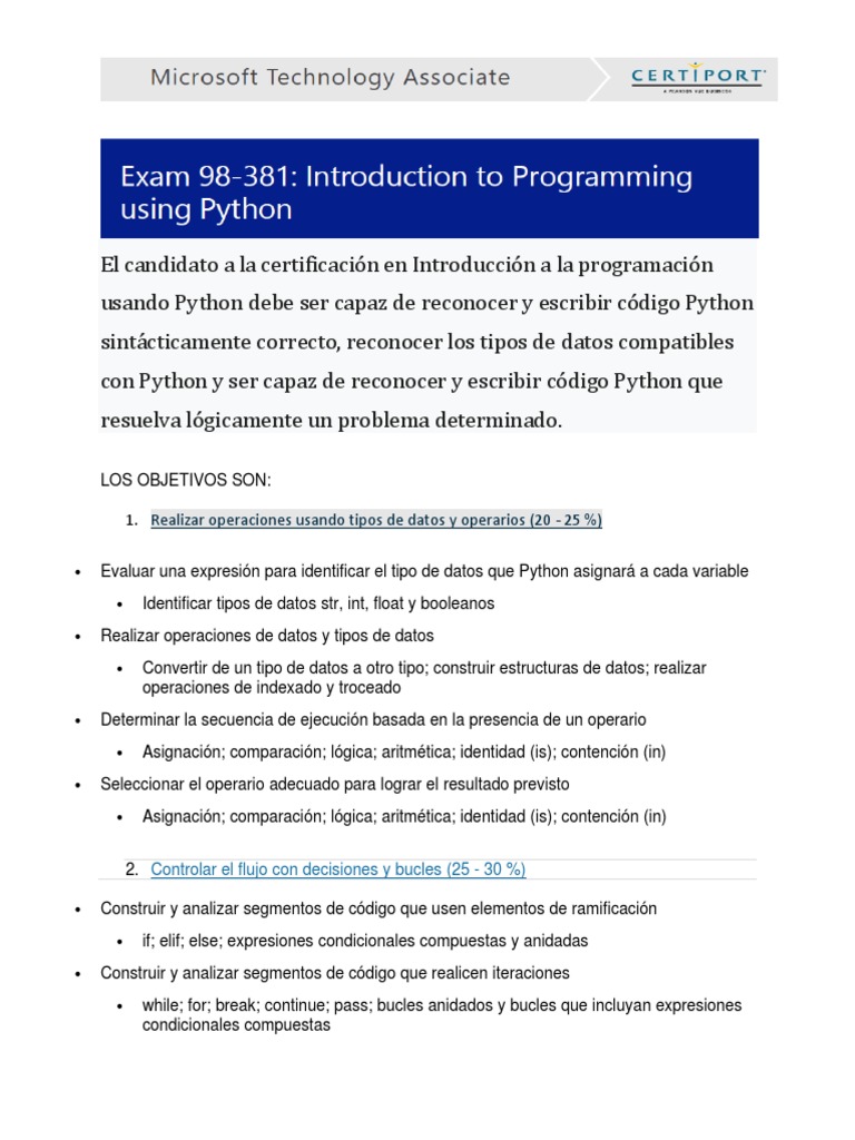 Objetivos de Mta Python | PDF | Python (lenguaje de programación ...