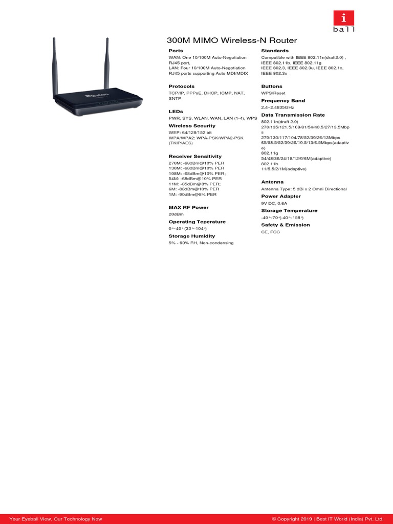 300M MIMO Wireless-N Router: Ports Standards | PDF | Ieee 802.11 ...