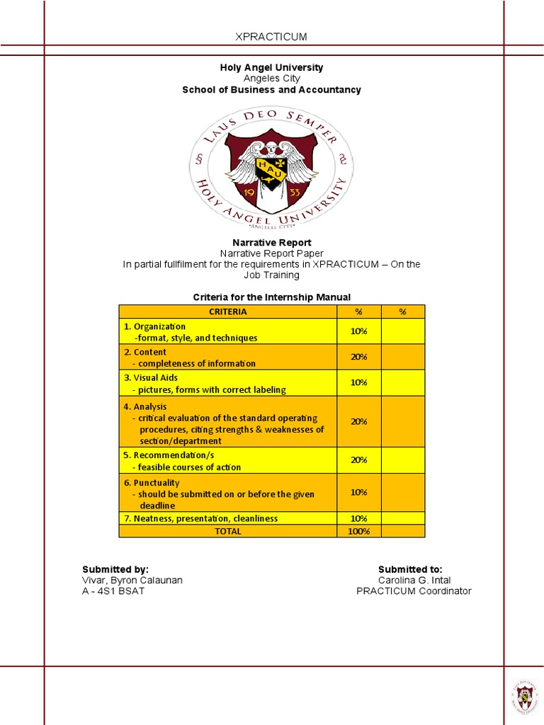 Narrative Report | PDF | Internship | Job Hunting