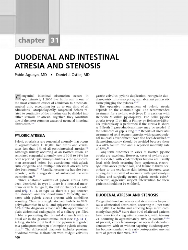 Chapter 31 - Duodenal and Intestinal Atresia and Stenosis PDF | PDF ...