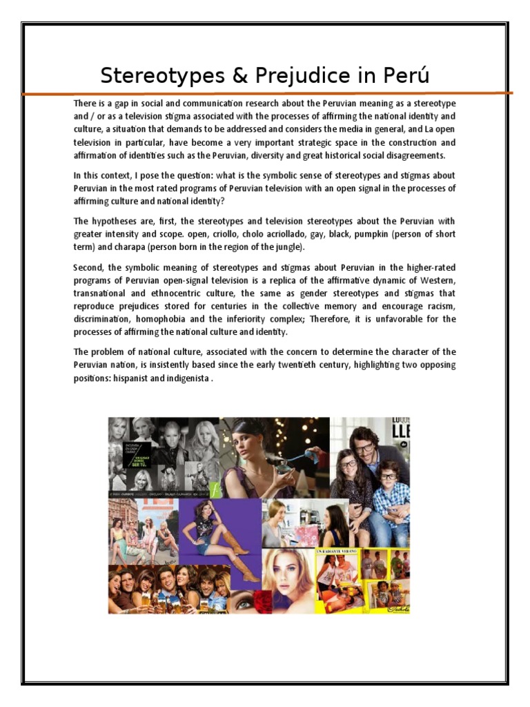 Stereotypes & Prejudice in Perú | PDF | Stereotypes | Social Stigma
