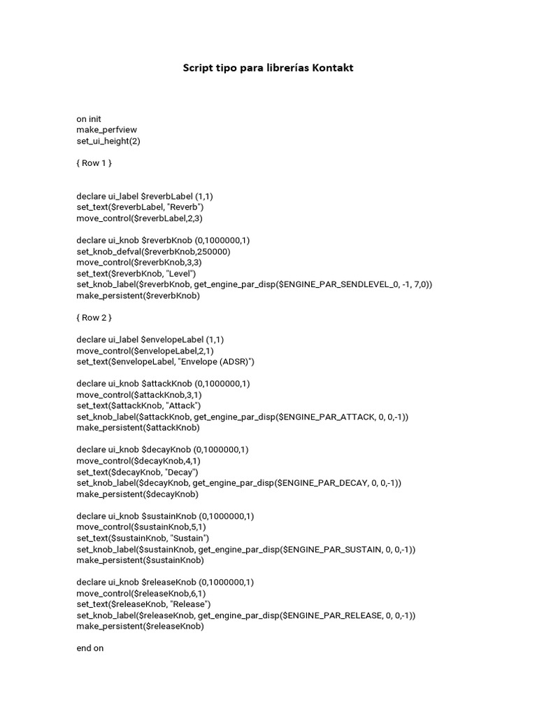 Script Tipo Librería Kontakt | PDF