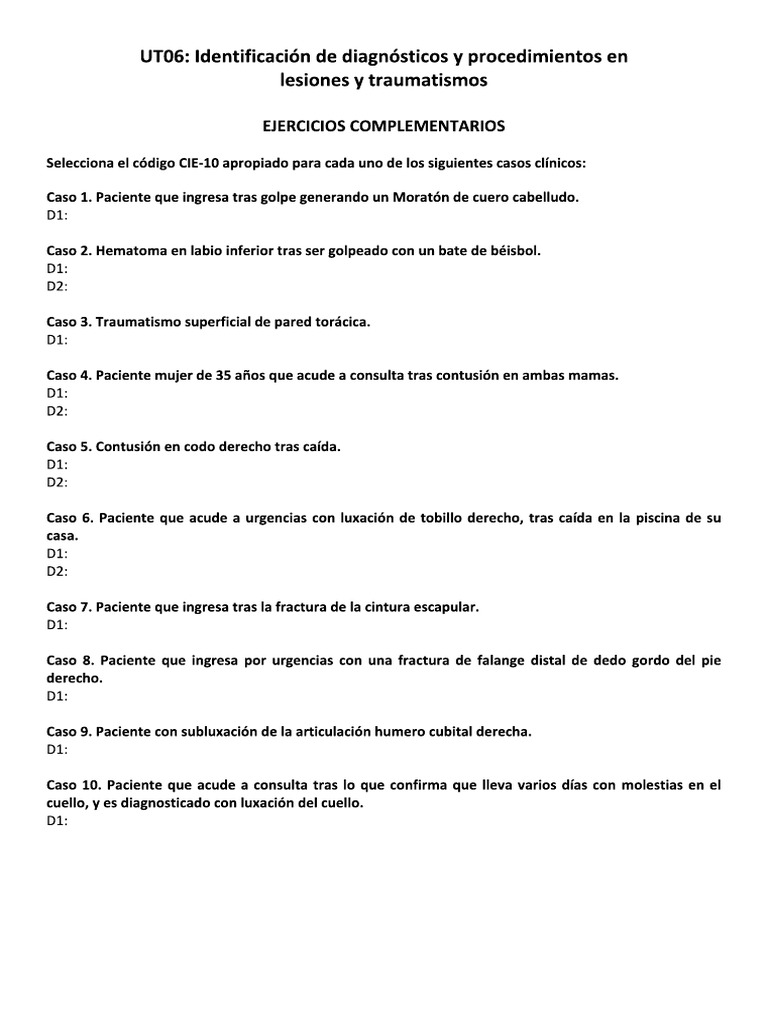 DAS1 - EDP - UT06. Identificación de Diagnósticos y Procedimientos en Lesiones y Traumatismos ...