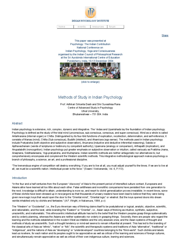 Methods of Study in Indian Psychology | PDF | Hypothesis | Inductive ...