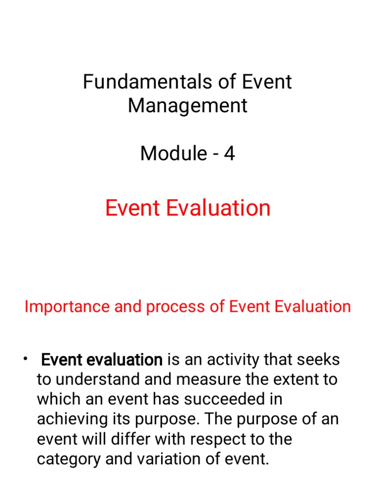 Fundamentals of Event Management Module - 4 | PDF | Return On ...