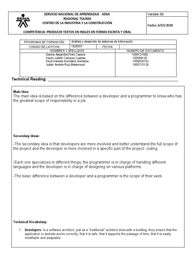 Formato - Reading Comprehension | PDF | Programmer | Computer Programming