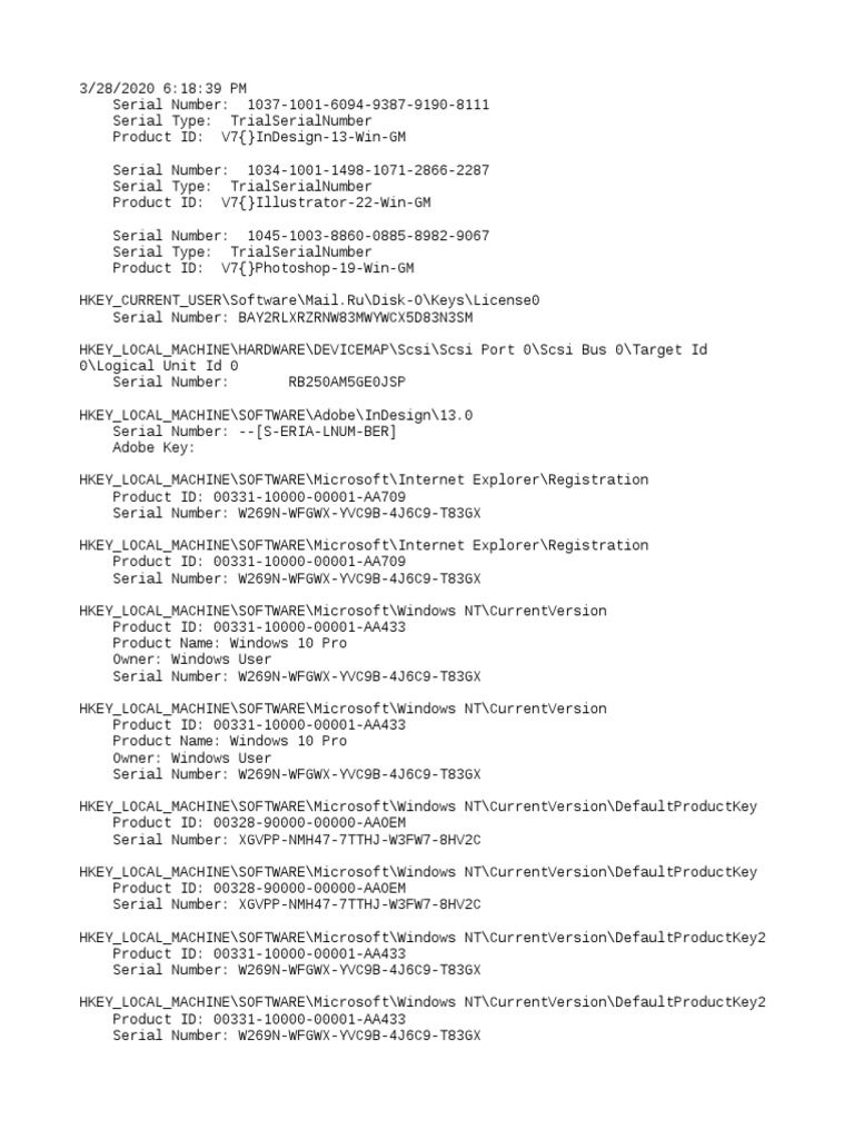 Serial numbers document analysis | PDF | Microsoft Windows | Microsoft