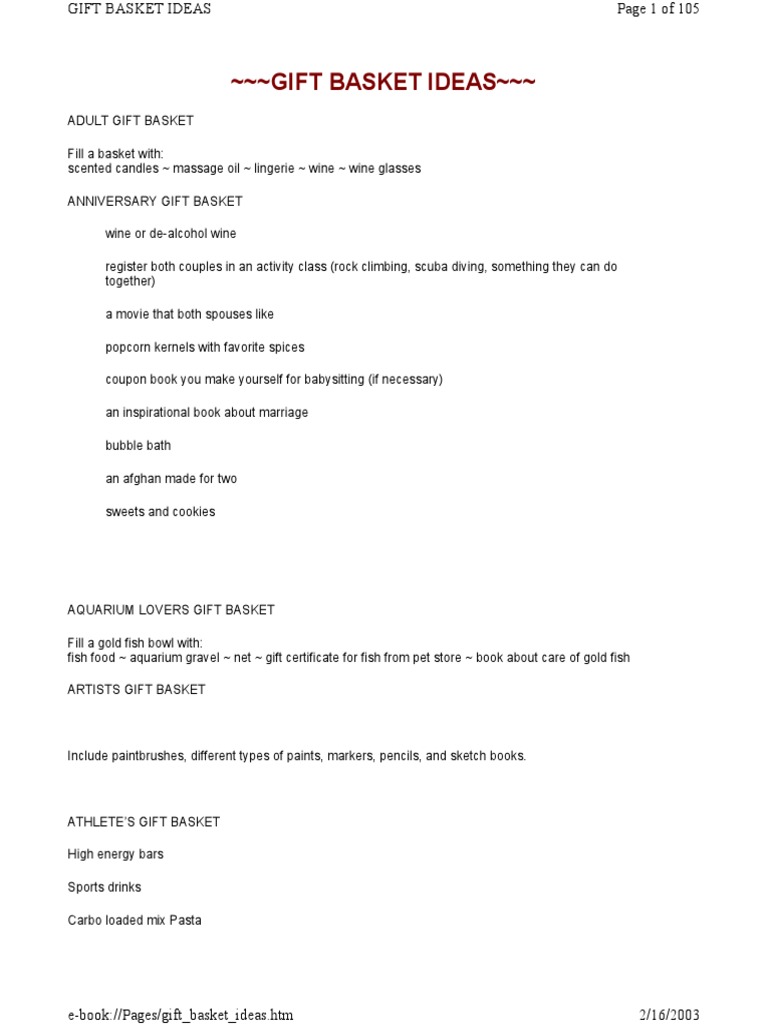 475 Gift Basket Ideas PDF | PDF | Chili Pepper | Chocolate