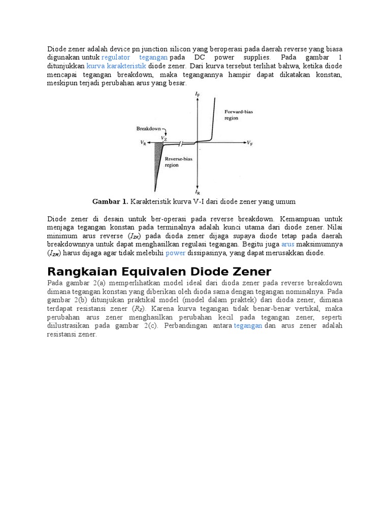 Karakteristik dan Fungsi Diode Zener | PDF | Metode & Bahan Ajar | Teknologi & Rekayasa