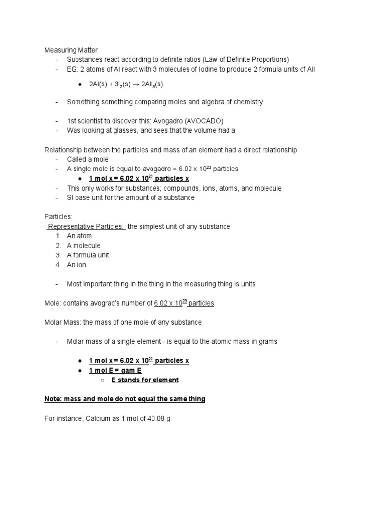 Stoichiometry - Chem Notes | PDF | Mole (Unit) | Stoichiometry