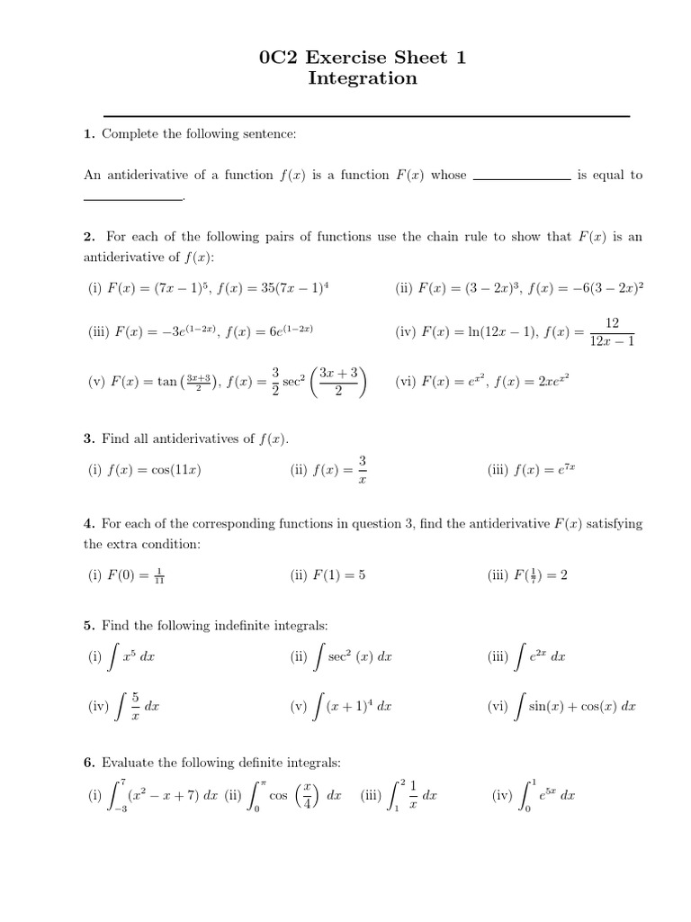1 Integration Problems | PDF | Integral | Theoretical Physics