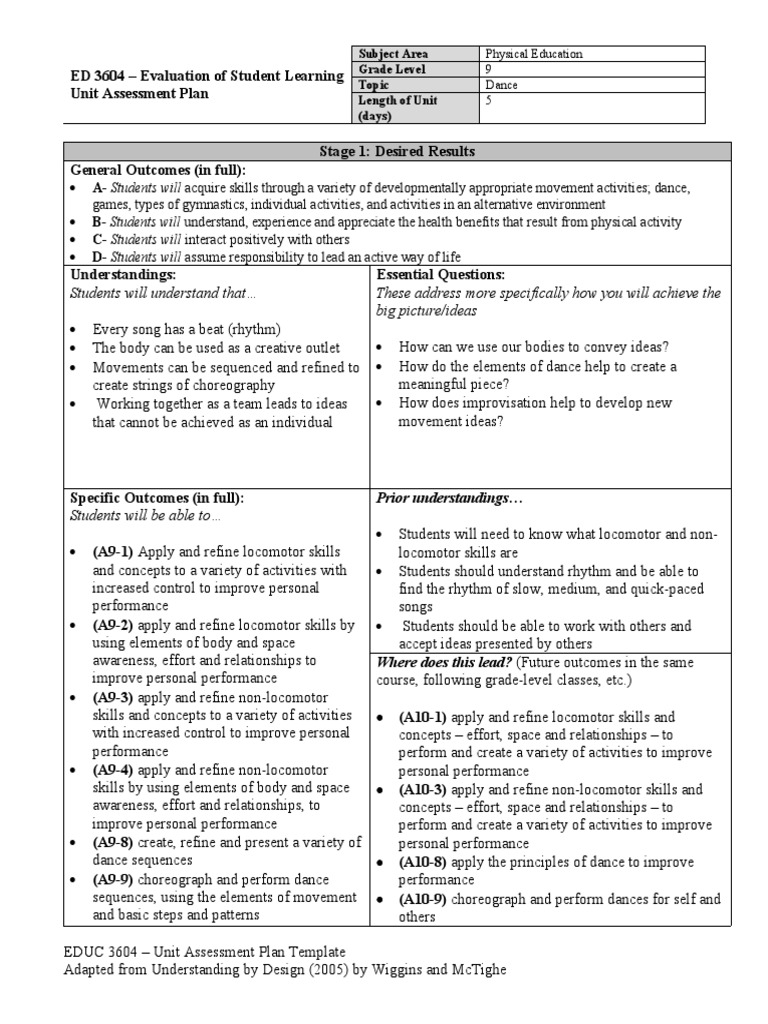 Unit Assessment Plan | Download Free PDF | Educational Assessment ...