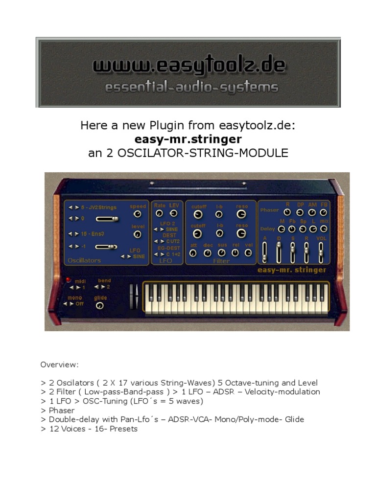 Easy-mr.stringer 2 Oscillator String Module Plugin Overview | PDF