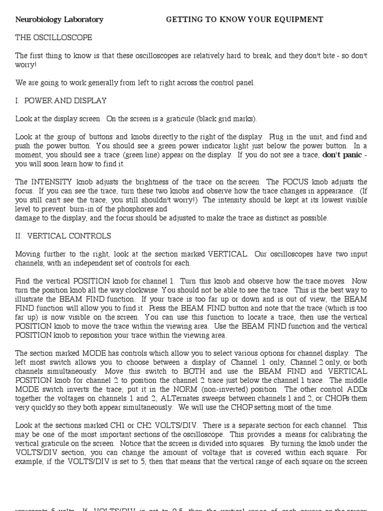 Getting To Know Your O-Scope | PDF | Electrical Engineering | Electronics