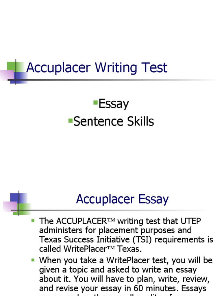 Accuplacer Writing Test Guide | PDF | Essays | Subject (Grammar)