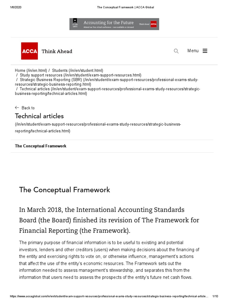 The Conceptual Framework: Technical Articles | PDF | Historical Cost ...