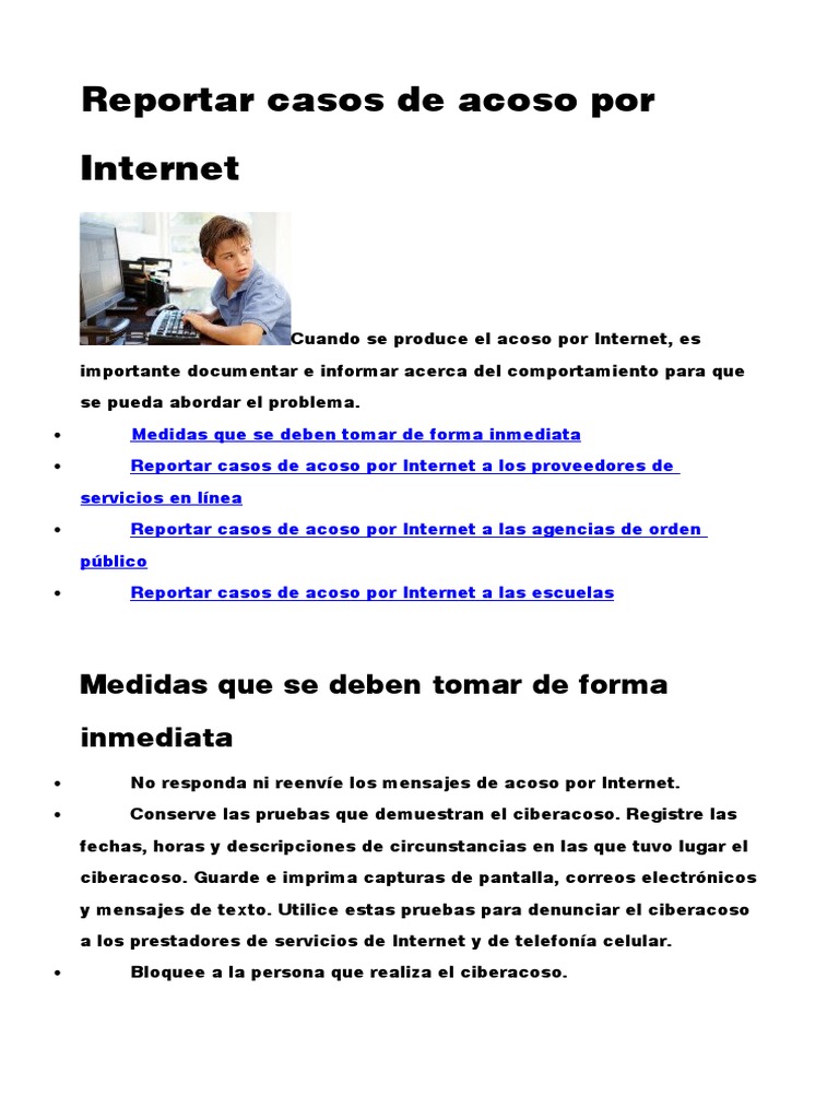 Reportar Casos de Acoso Por Internet | PDF | Acoso cibernético | Internet