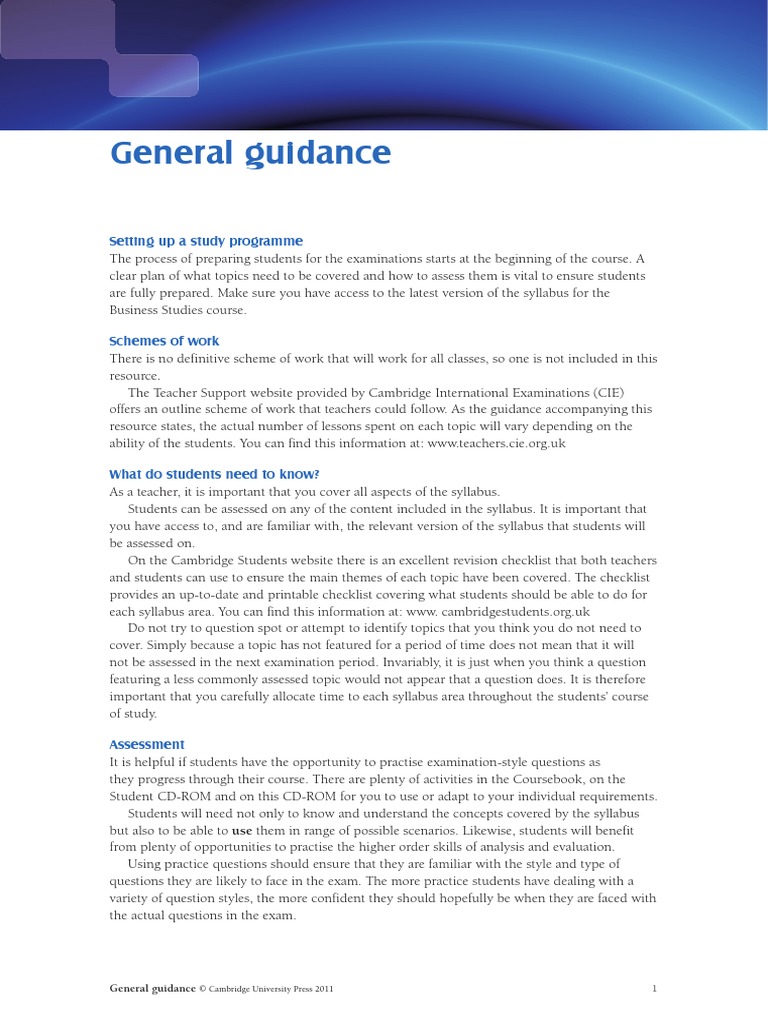 General Guidance: Setting Up A Study Programme | PDF | Test (Assessment ...