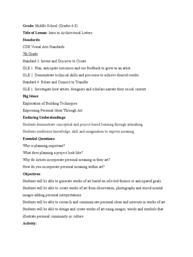 Sculpture Lesson Plan | PDF | Idea | Project Based Learning