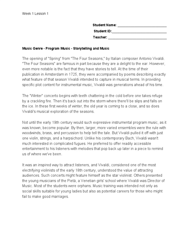 Week 1-1 Storytelling and Music | PDF | Classical Music | Performing Arts