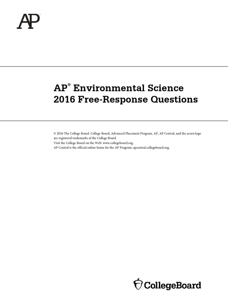 AP Environmental Science 2016 Free-Response Questions | PDF | Municipal ...