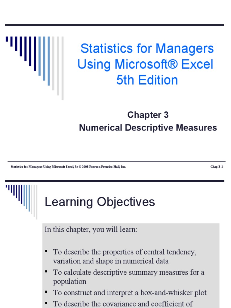 Statistics For Managers Using Microsoft® Excel 5th Edition: Numerical ...