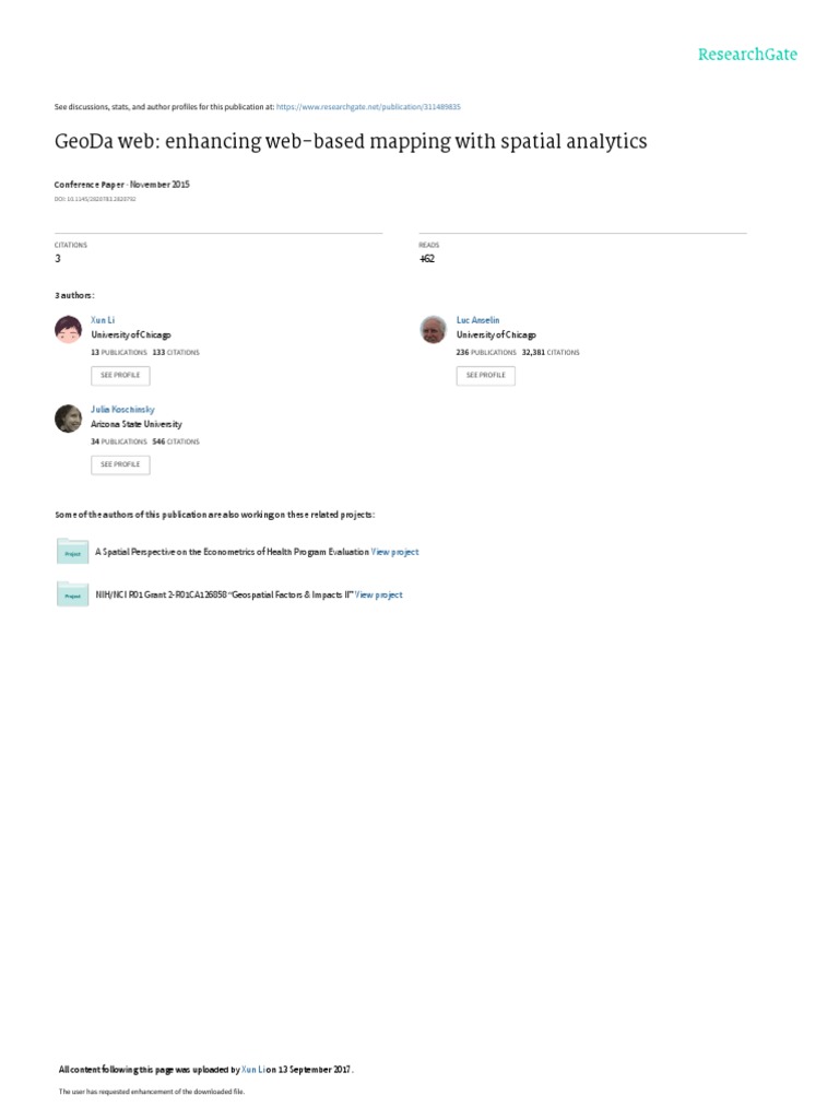 Geoda Web: Enhancing Web-Based Mapping With Spatial Analytics | PDF | Spatial Analysis | Cloud ...