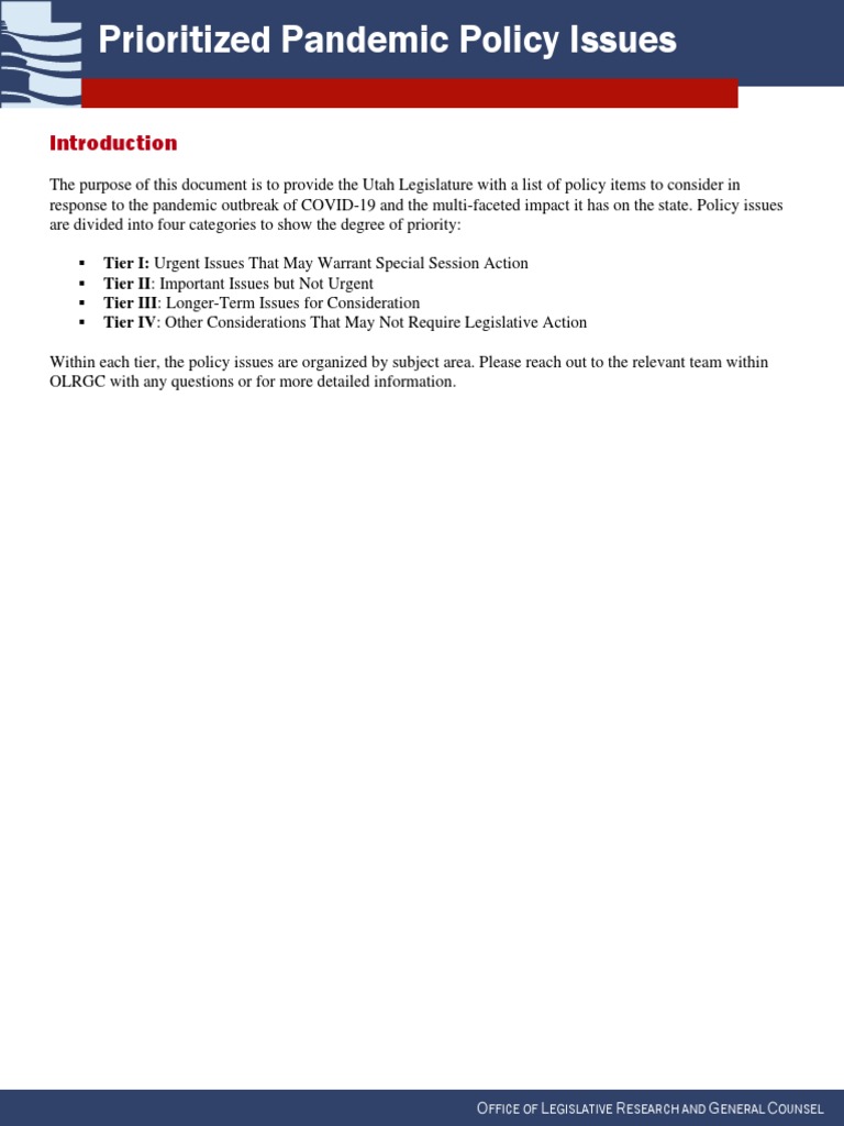 Prioritized Pandemic Policy Issues | PDF | Sick Leave | Taxes