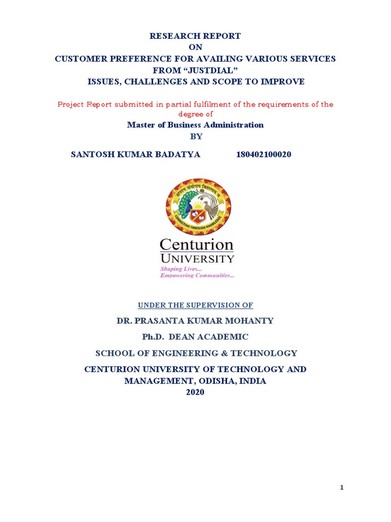 Project Report Submitted in Partial Fulfilment of The Requirements of ...