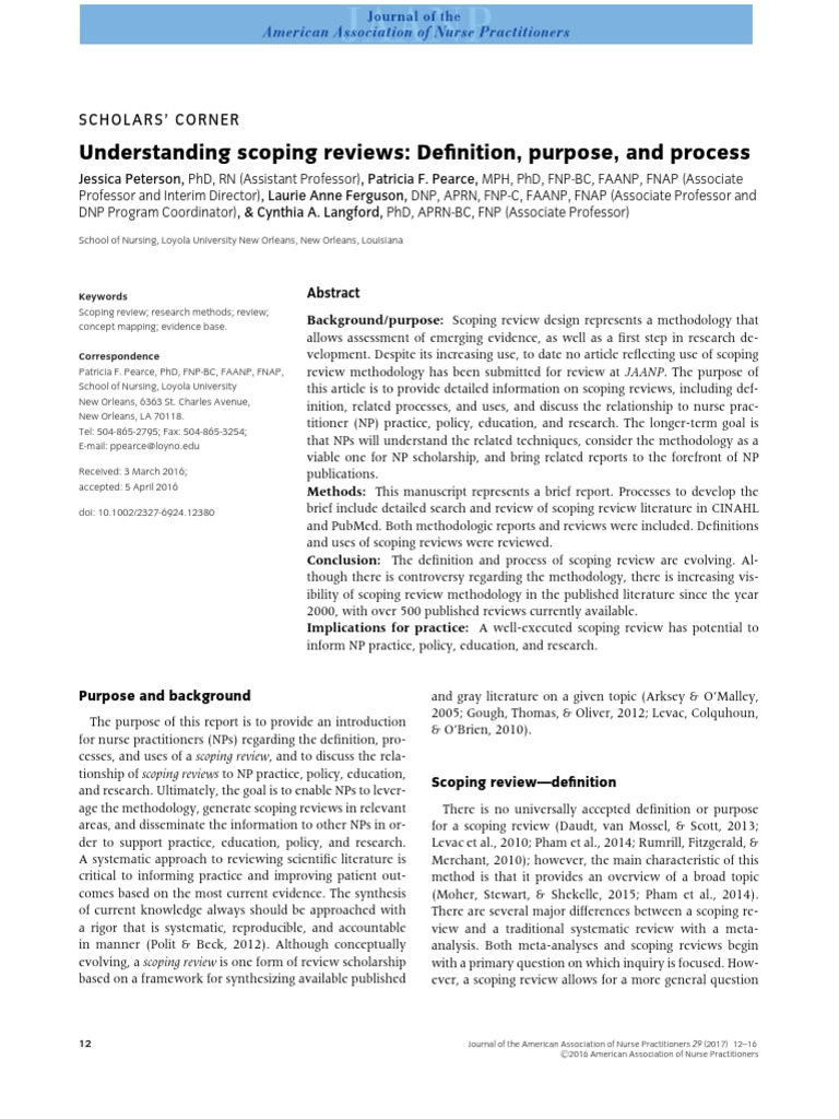 Understanding Scoping Reviews: Definition, Purpose, and Process | PDF ...