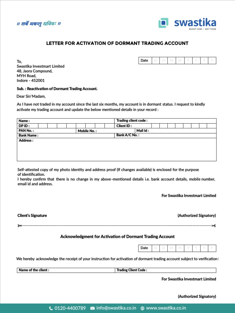 Equity Inactive Dormant Account Activation Form PDF | PDF