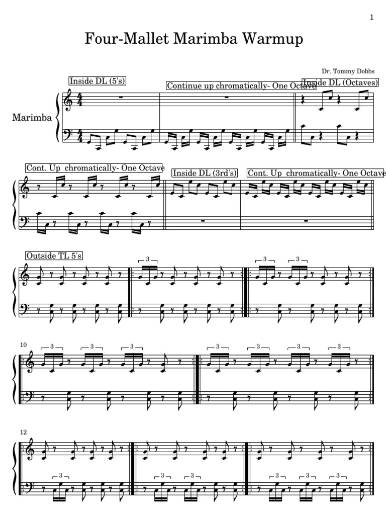 Four Mallet Marimba Warmup Pdf Music Theory Pitch Music