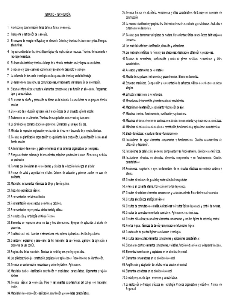 Temario Completo de Tecnología | PDF | Herramientas | Diseño
