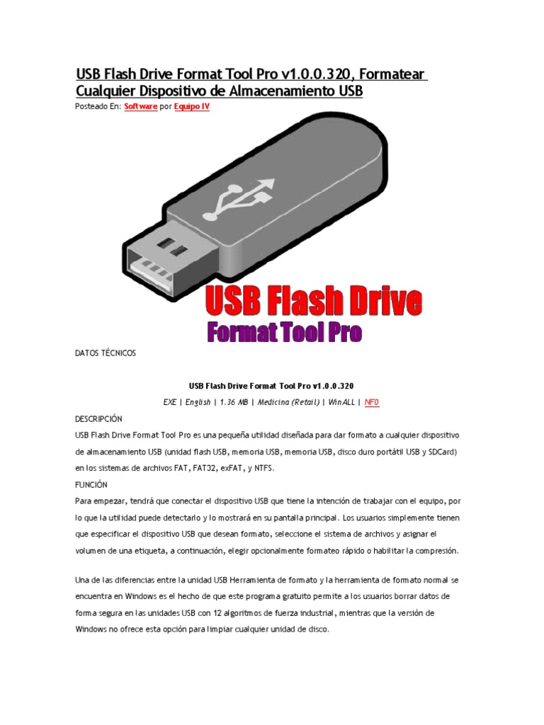 USB Flash Drive Format Tool Pro v1 | PDF | Memoria USB | Gestión de datos