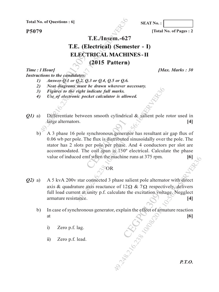Sppu Insem Paper Aug 17 | PDF | Manufactured Goods | Power (Physics)