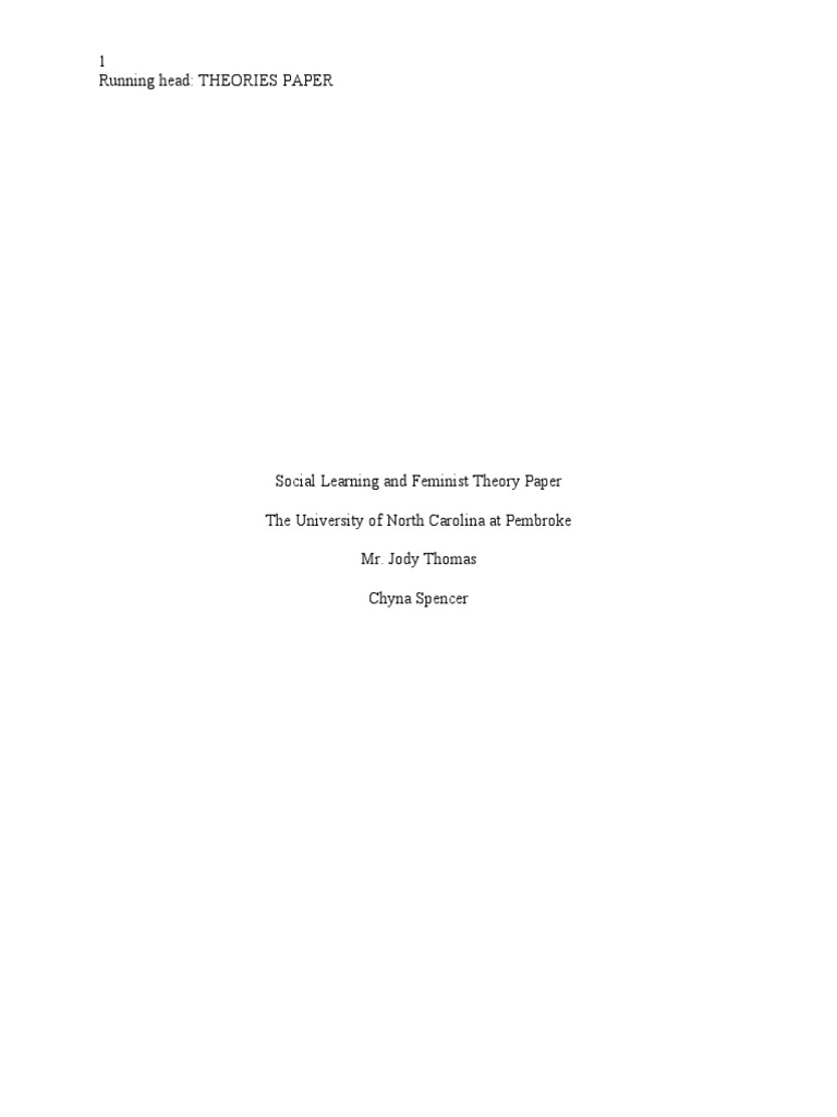 Social Learning and Feminist Theory Paper | PDF | Patient Protection ...