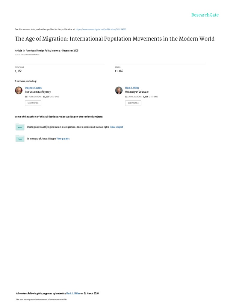 An In-Depth Review and Analysis of "The Age of Migration: International ...