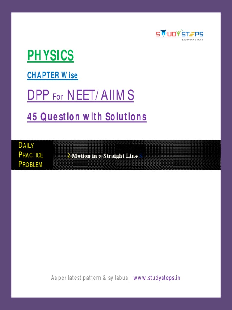 DPP 2 Motion in A Straight Line PDF | PDF | Acceleration | Velocity