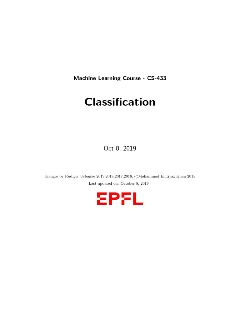 Machine Learning - Classification | PDF | Statistical Classification ...