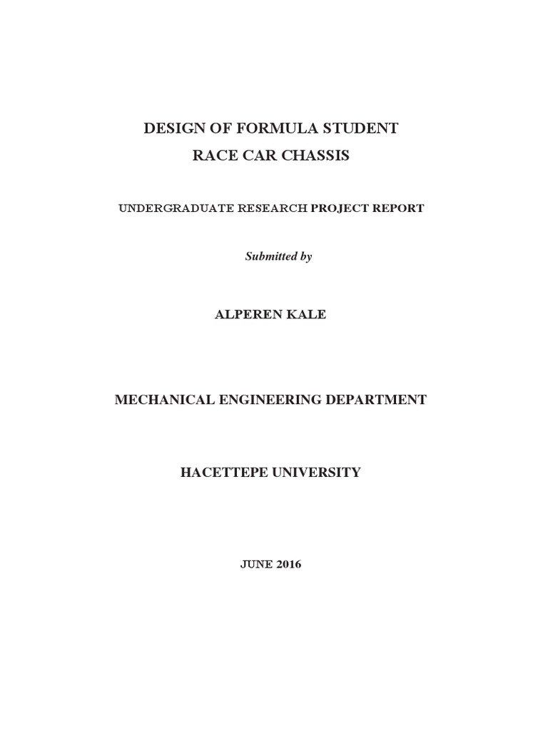 Design of Formula Student Race Car Chassis: Alperen Kale | PDF ...